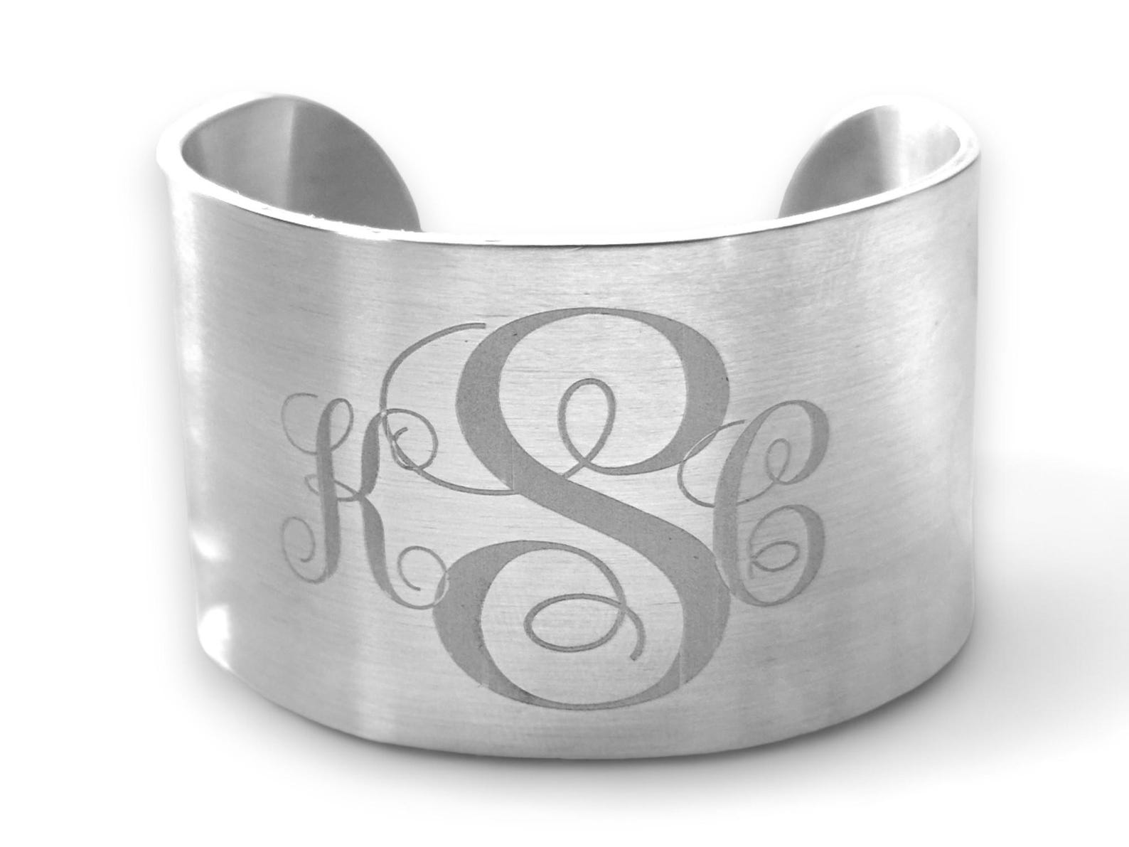 Monogram Cuff Bangle, Personalized With Initials, Large Cuff Bangle ...