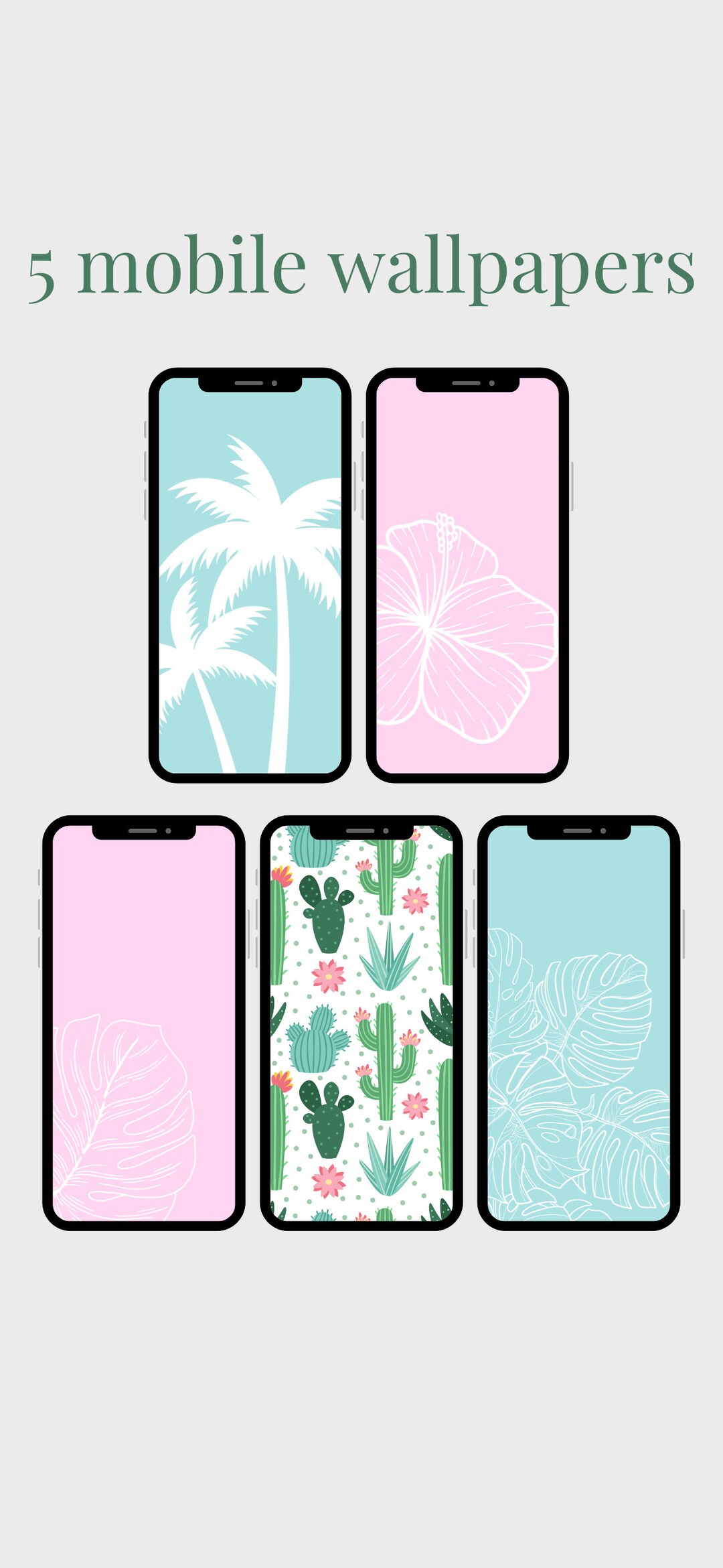 Tropical iPhone Wallpaper Tropical Leaf Wallpaper Cactus Theme - Etsy