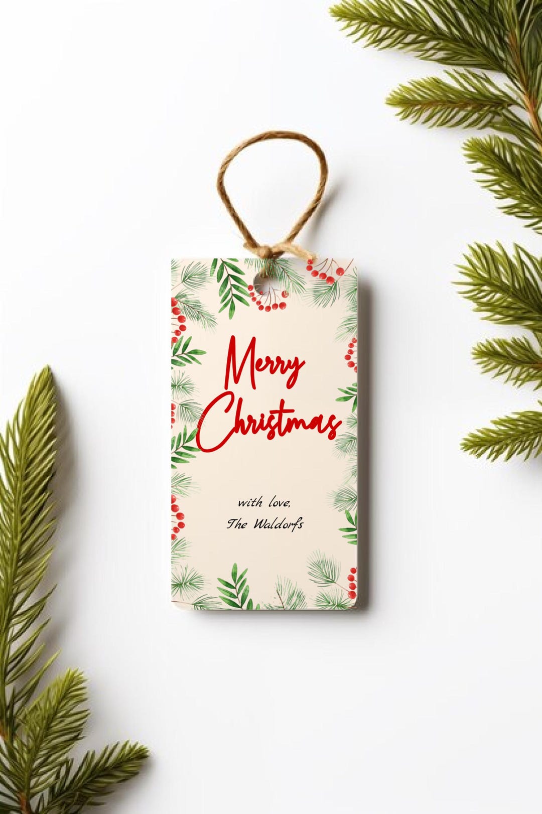 Merry Christmas Gift Tag - Printable - Holiday Favor Tags, Customizable ...