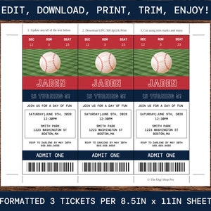 Boston Baseball Ticket Stub Template: Editable Ticket Invitation ...