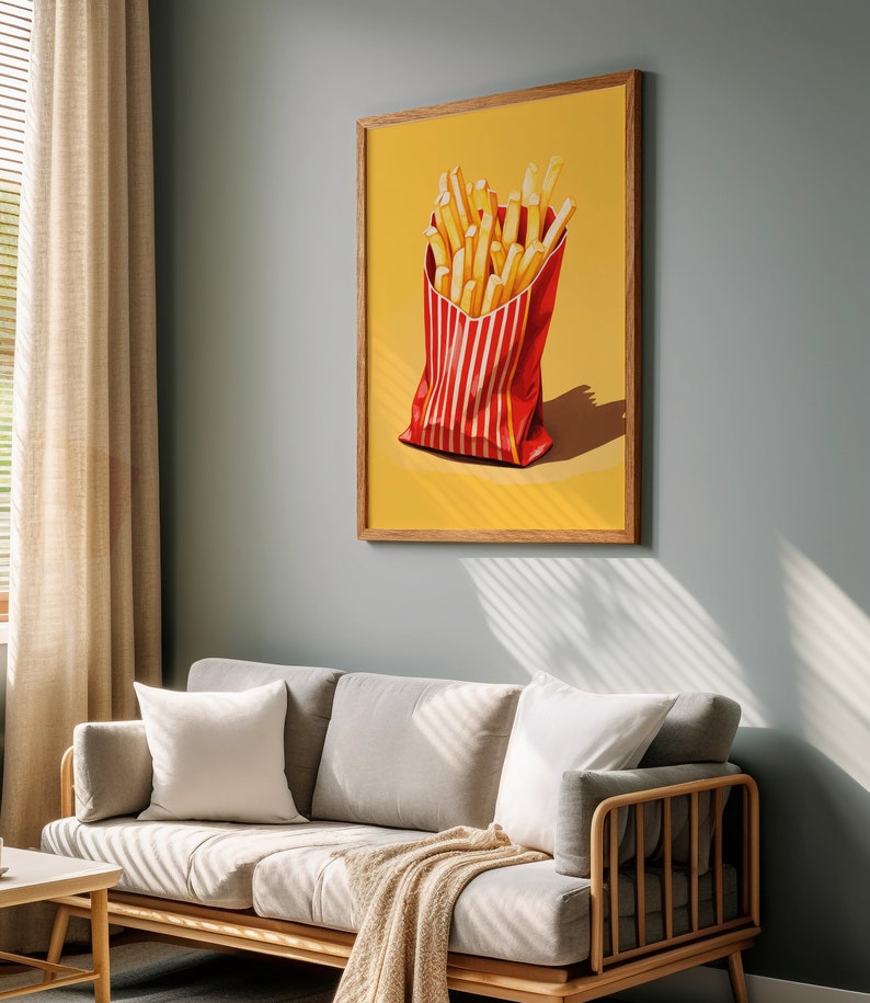 French Fries Poster, Digital Printables, Retro Kitchen Digital Prints ...