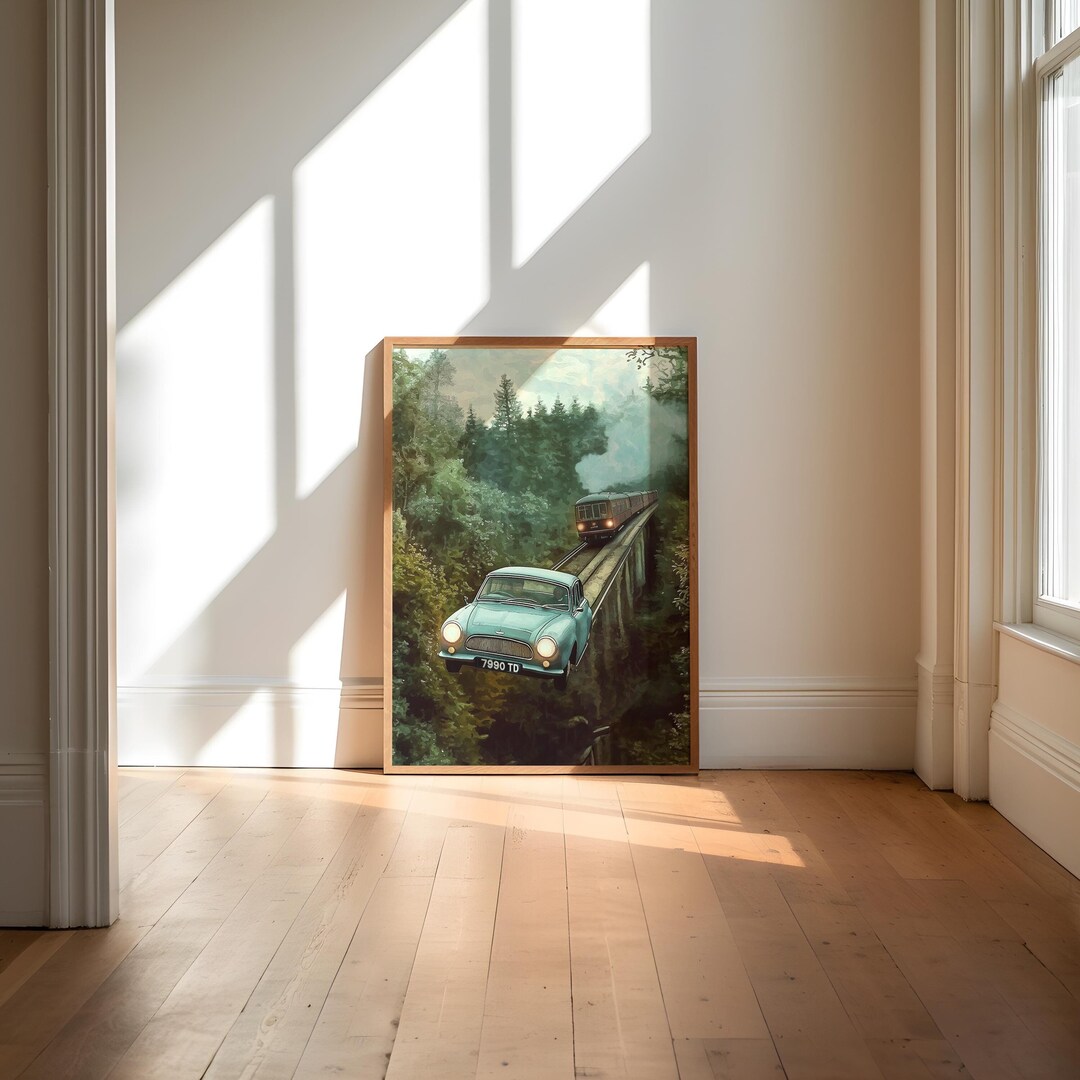 Magic Flying Car Print, Blue Ford Anglia Painting, Magical Express ...