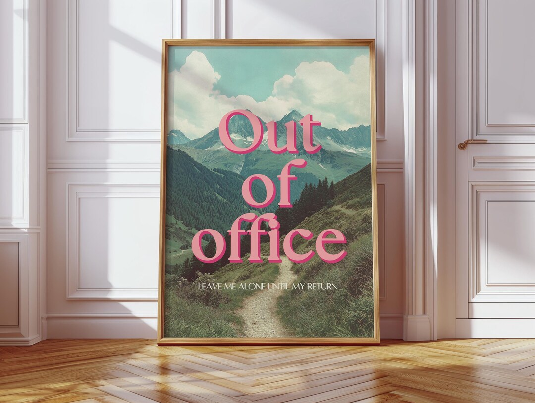 Out of Office Retro Wall Decor, Funny Quote Digital Artwork, Photograph ...