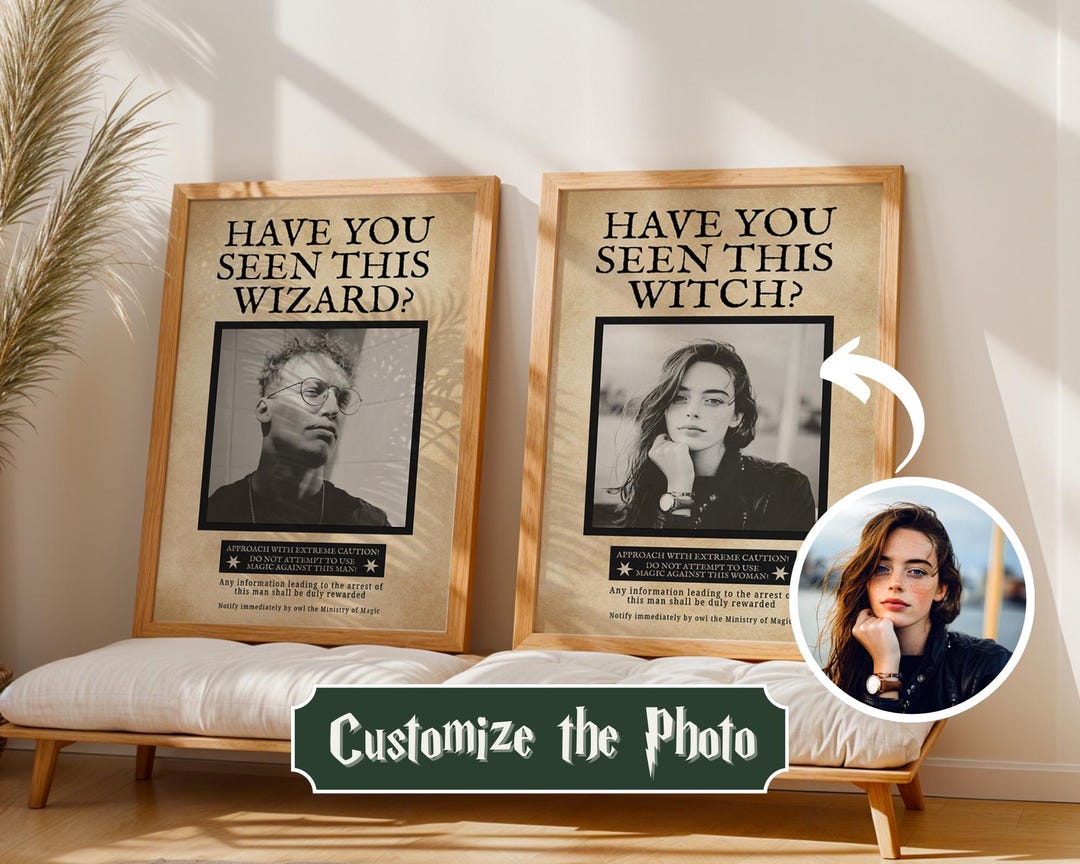 Custom Wizard Wanted Poster Printable, Personalized Magic Mugshot Photo ...