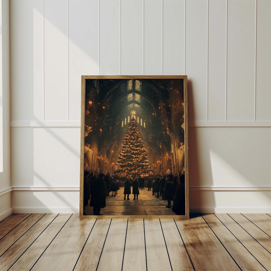 Christmas Great Hall Print, Magic School Painting, Cozy Xmas Prints ...