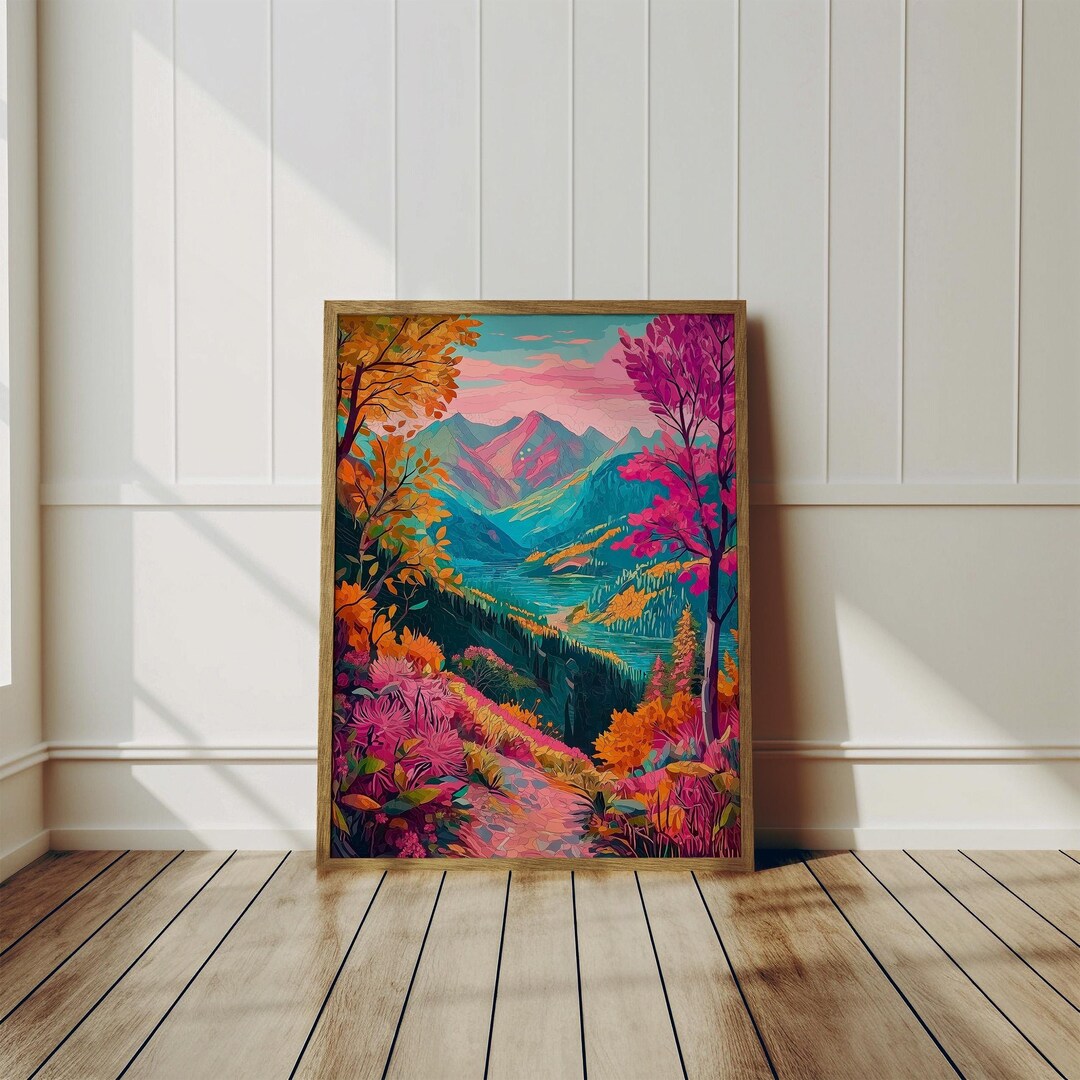 Abstract Mountain Printable Poster, Colorful Wall Art, Living Room ...