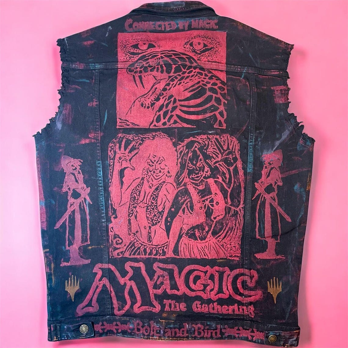 Denim Vest for MTG Players: Hand-pulled Block Print Design - Etsy
