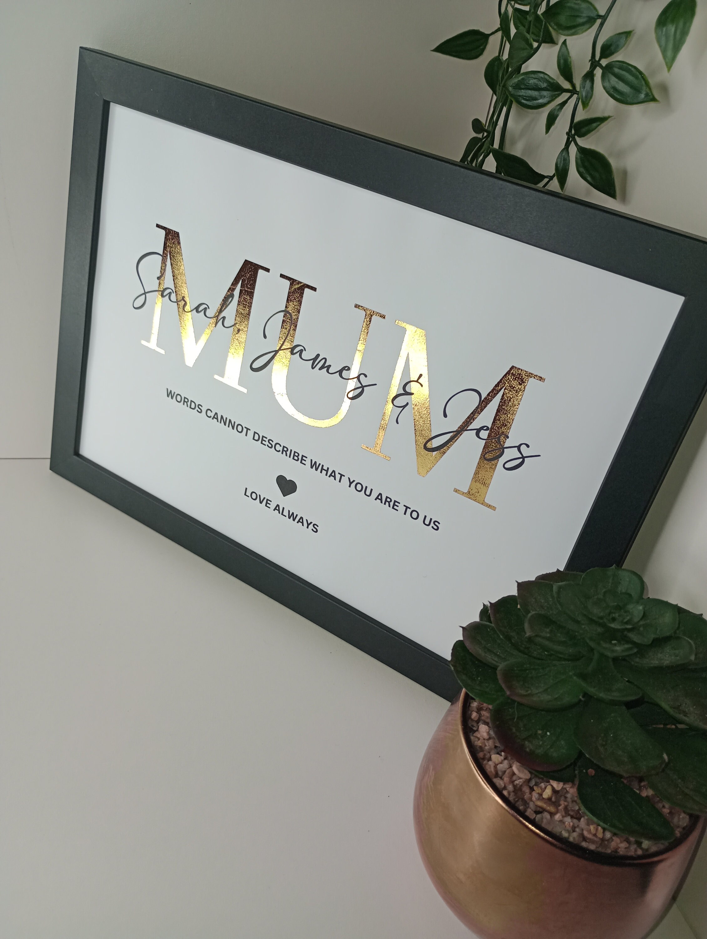 Custom Matalic Mum Print Mother's Day Gift Gold Silver Personalised ...