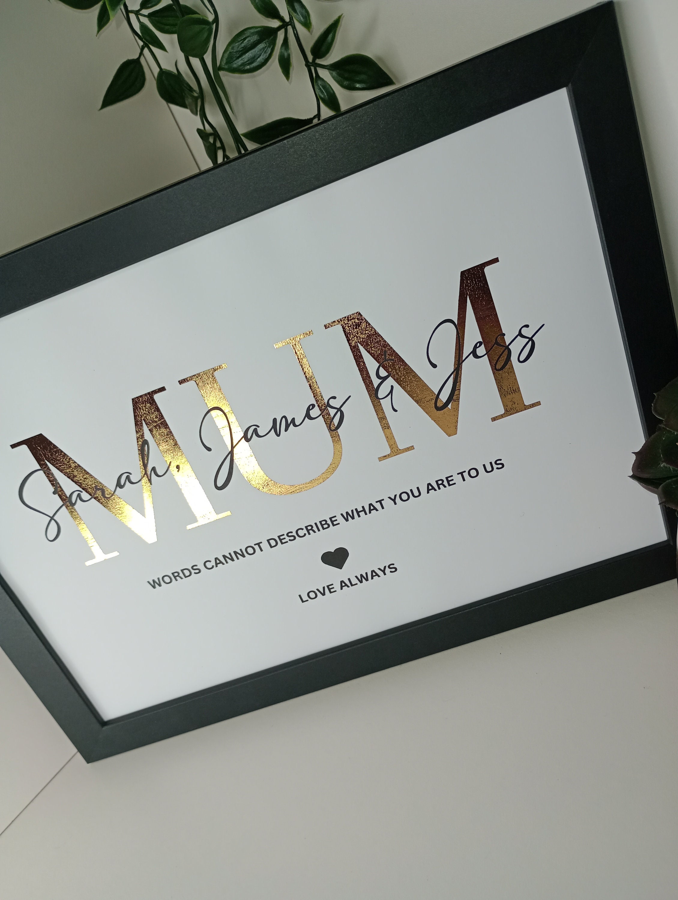 Custom Matalic Mum Print Mother's Day Gift Gold Silver Personalised ...