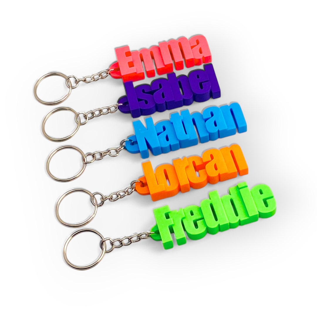 Personalized 3D Printed Name Keychain - Party Bags or for School Bags ...