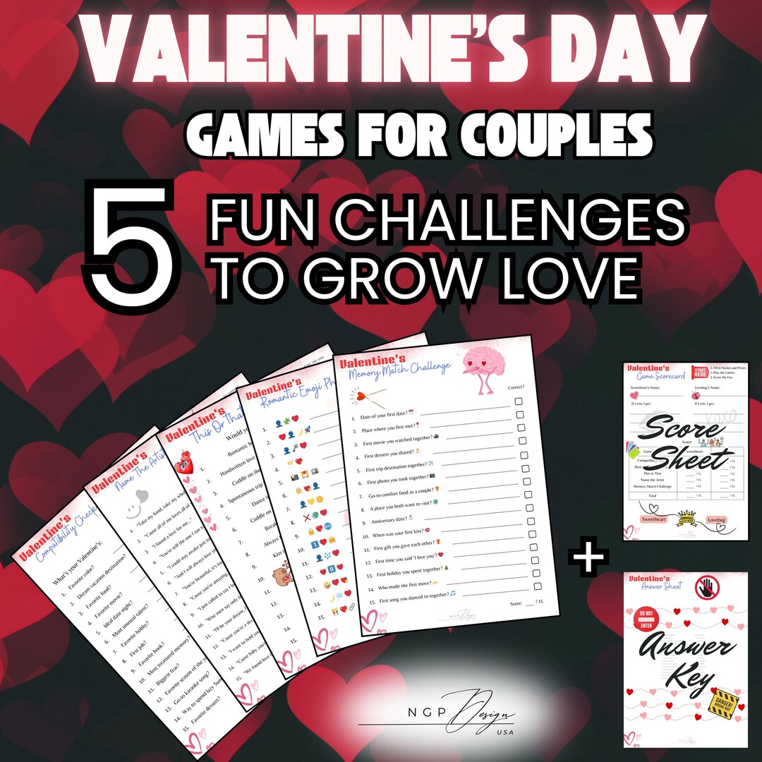 Valentine’s Day Couple's Games, Couple’s Game Night Printable, Romantic ...