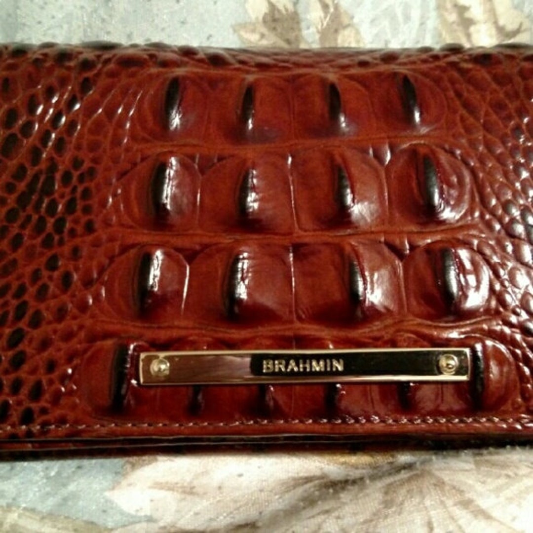 Brahmin Melbourne Collection Ady Crocodile-embossed Wallet, Slim Bifold ...