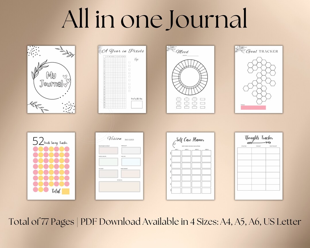 Printable All-in-one Journal & Planner: Daily, Weekly Planner, Habit ...