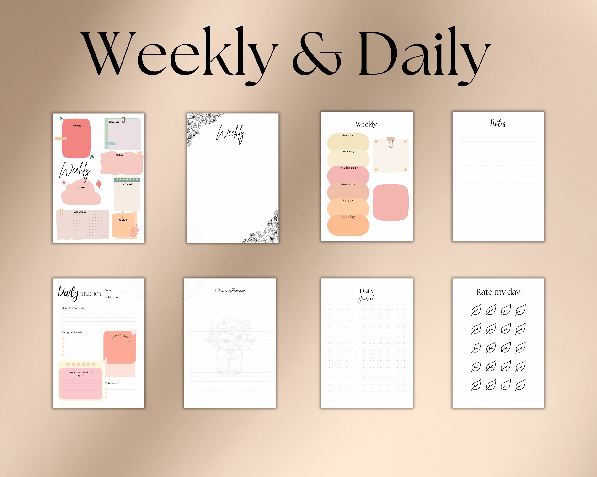 Printable All-in-one Journal & Planner: Daily, Weekly Planner, Habit ...