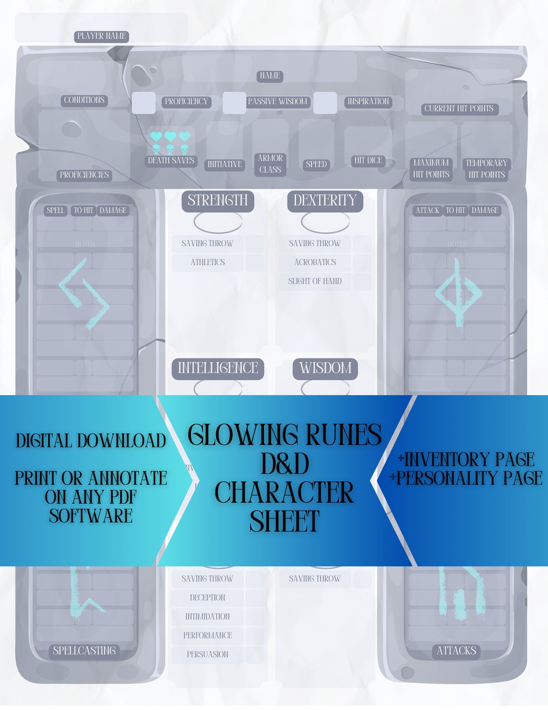 D&D Rune Character Sheet - Etsy