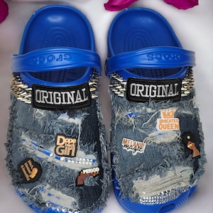 Handcrafted Distressed Denim Custom Crocs - Etsy
