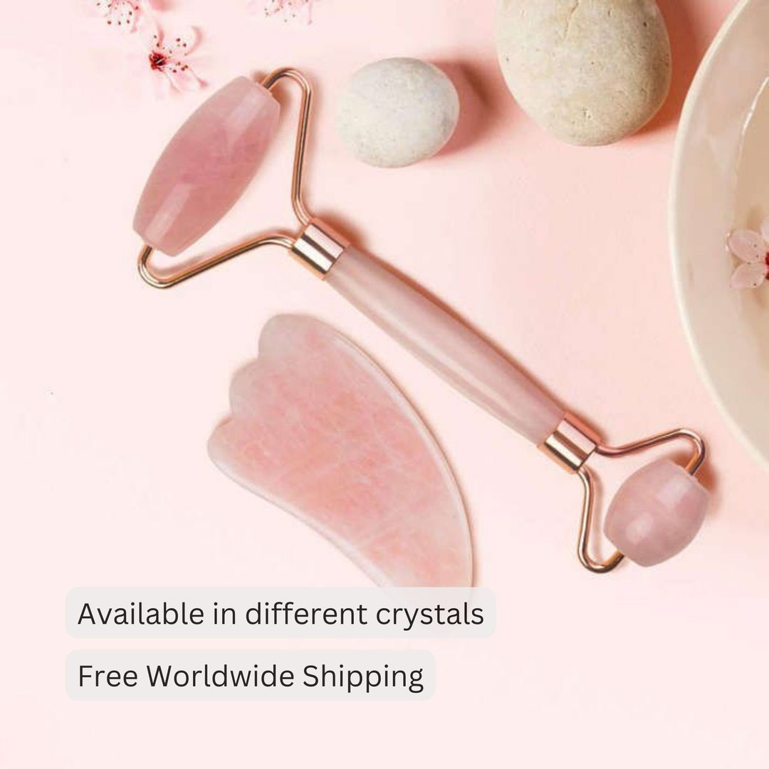 Facial Roller and Gua Sha, Crystal Roller, Crystal Gua Sha, Facial Massage, Gua Sha Tool ...