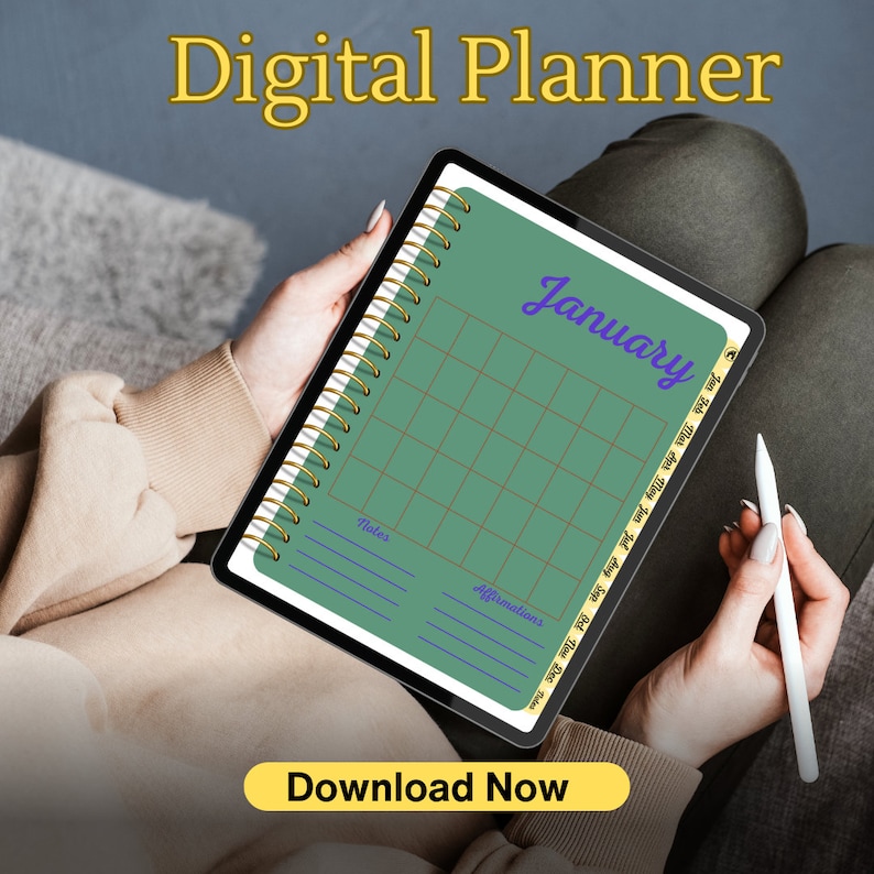 Digital Planner With Hyperlinks Digital Download Digital 12 Month ...