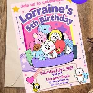 BT21 Birthday Invitation - Editable in Canva - Etsy