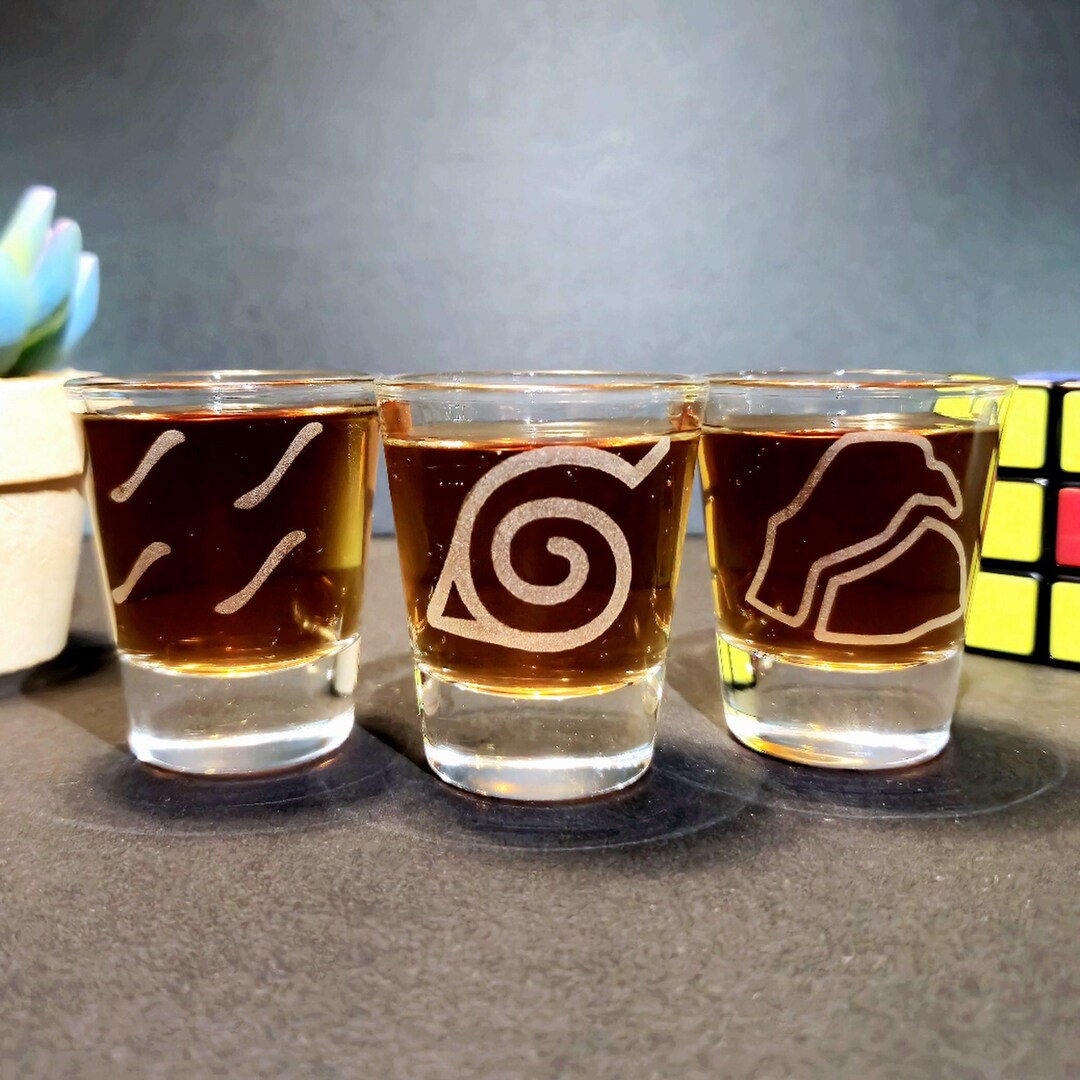 Naruto Collectible Shot Glass Set 3 Piece Premium Quality, Dishwasher ...