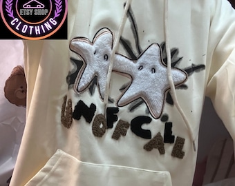 Patchwork Star Embroidered Hoodie - Etsy