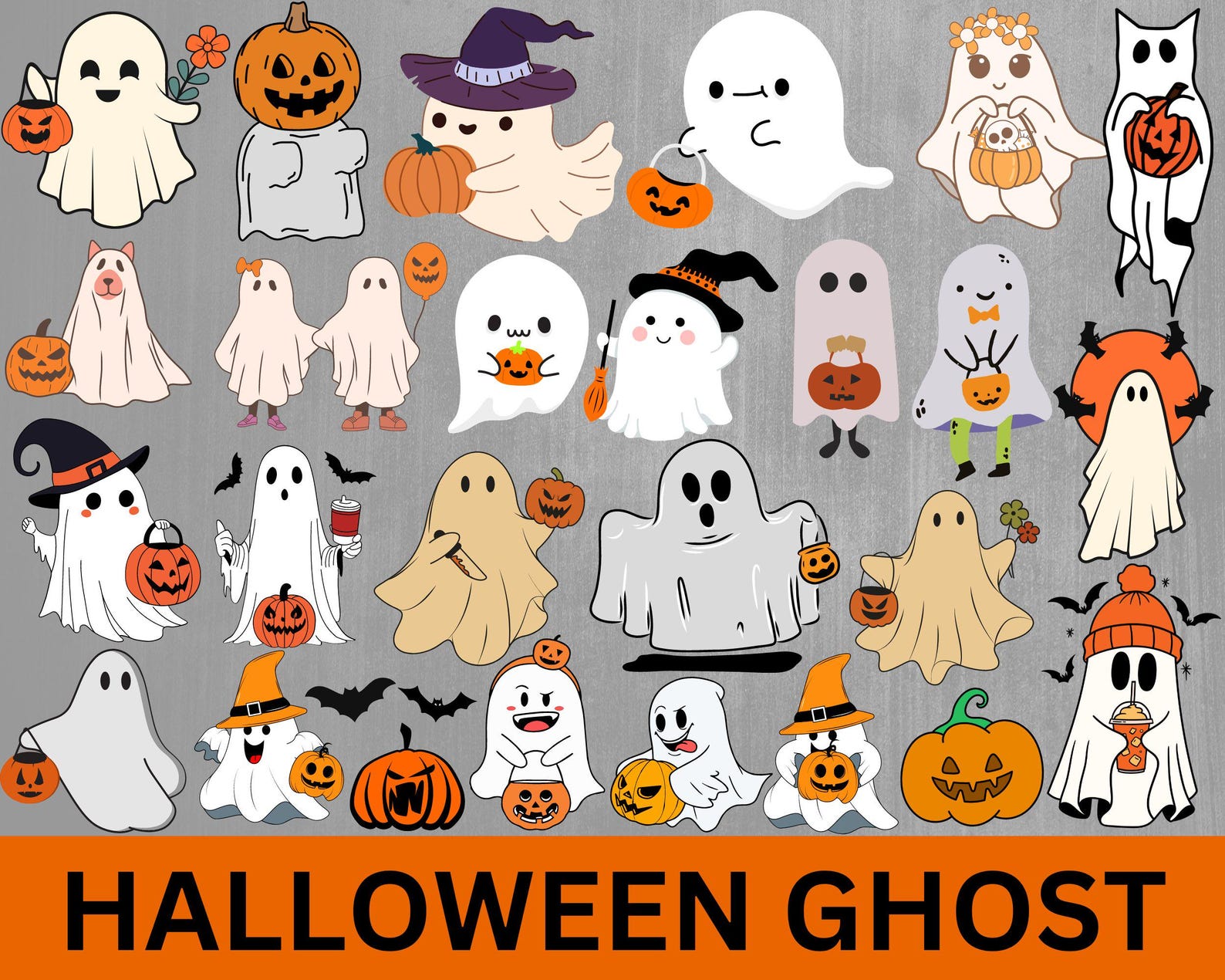 Halloween Ghosts SVG Bundle , Cute Ghost Svg, Ghost Retro Halloween Svg ...