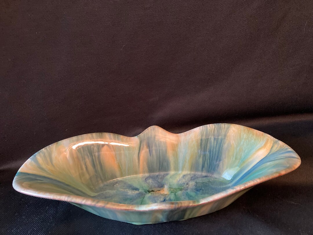 Blue Mountain Pottery Candy Stripes Nut Condiment Celery Dish BMP ...