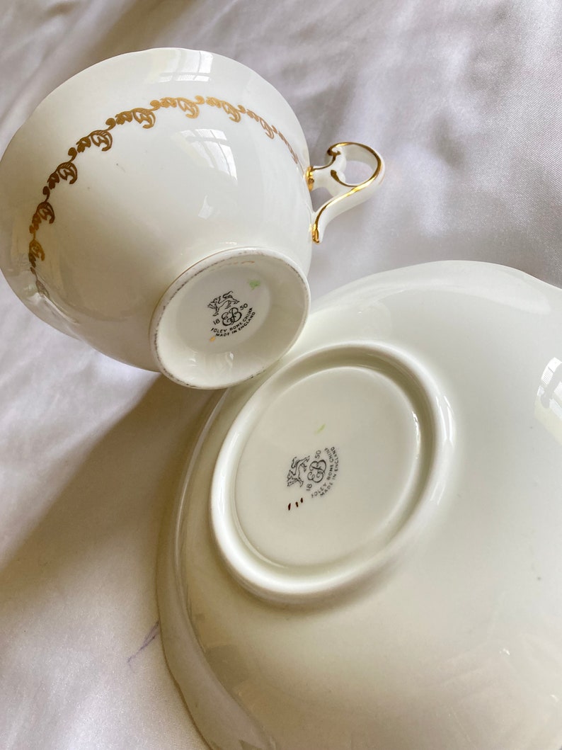 EB Foley Teacup & Saucer Blue and Gold Tea Rose Floral 3572 - Etsy