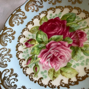 EB Foley Teacup & Saucer Blue and Gold Tea Rose Floral 3572 C1940s - Etsy