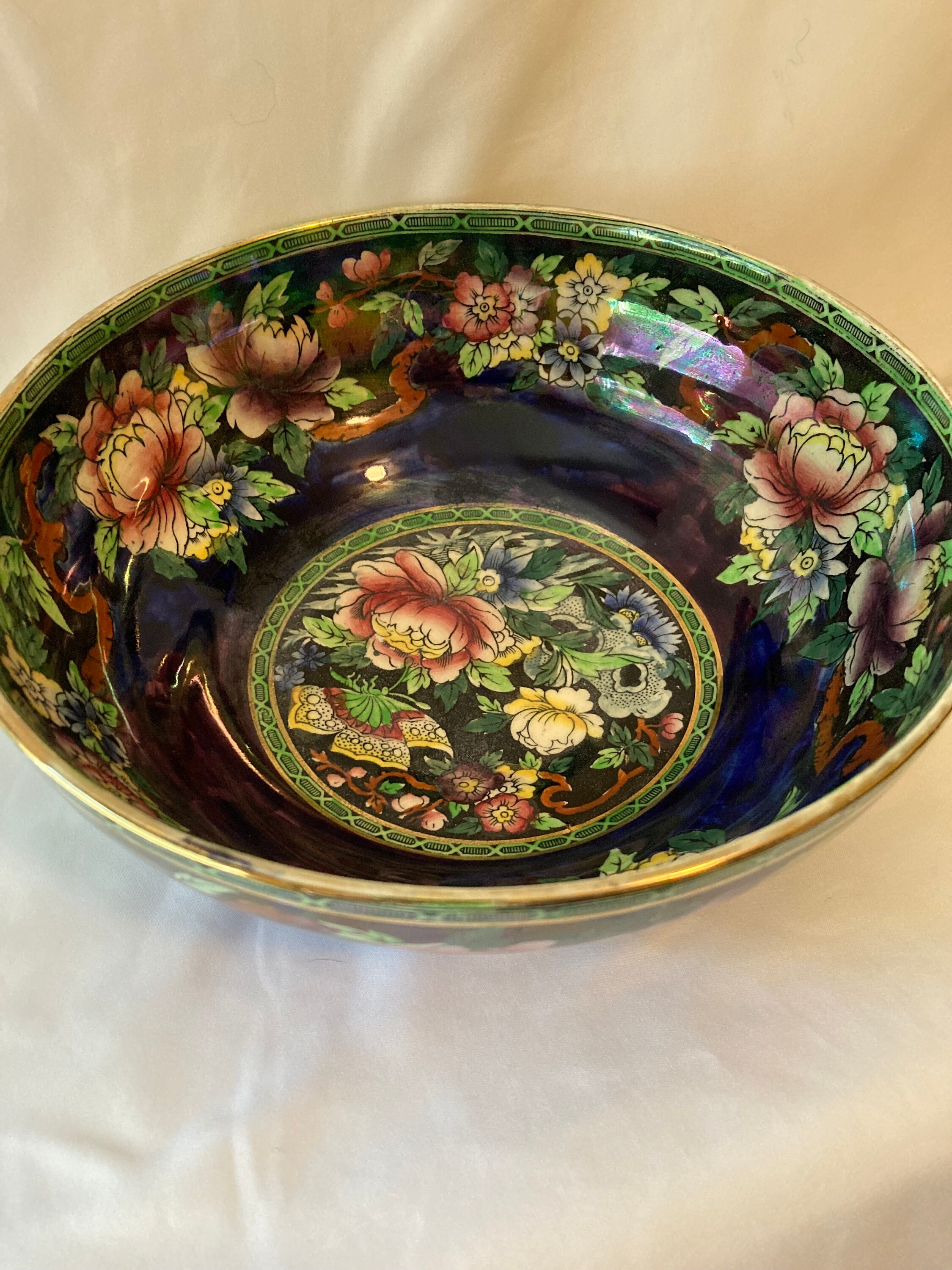 Maling Lustre Peony Bowl Blue Purple Flowers Floral C1930s - Etsy