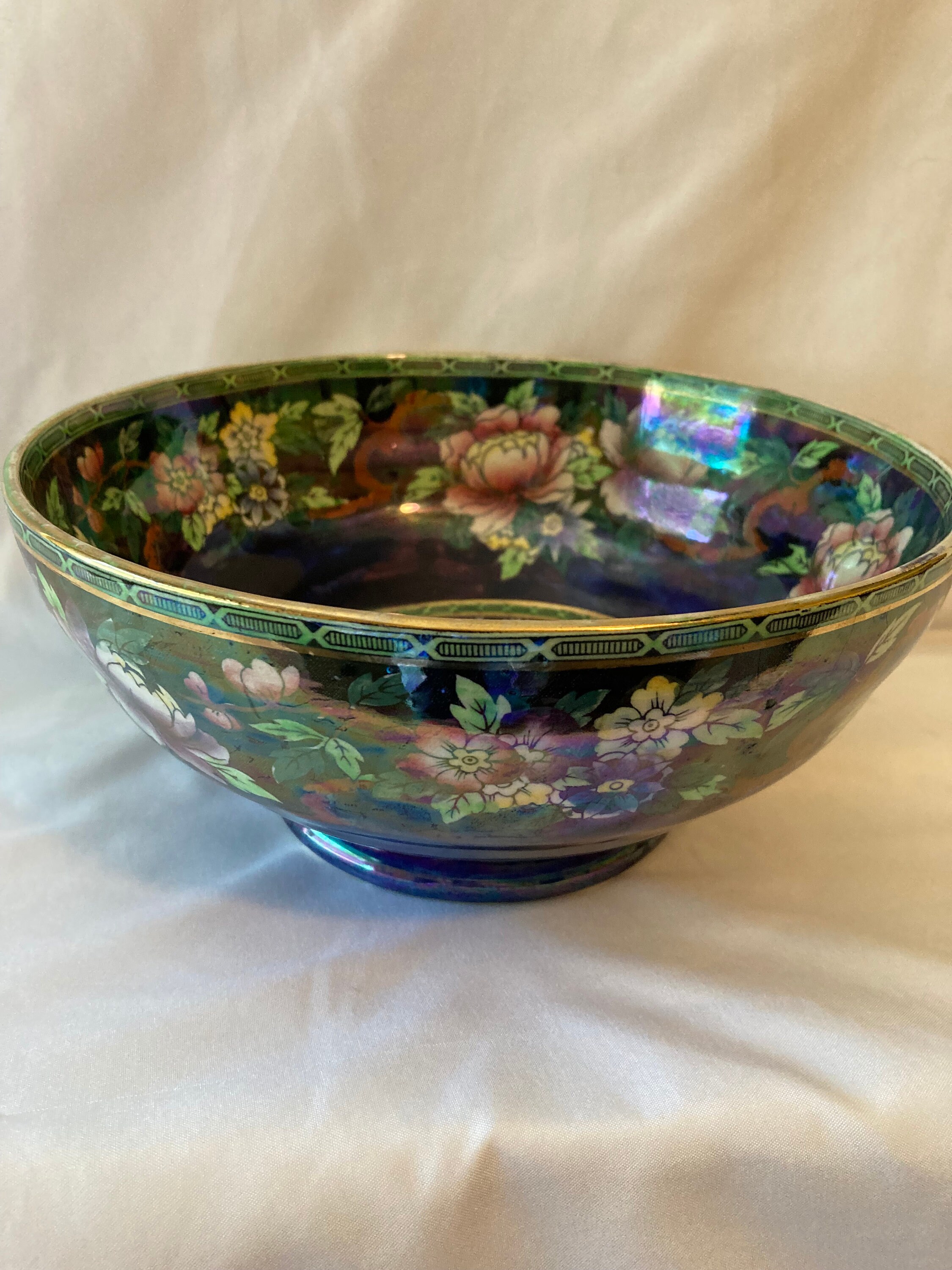 Maling Lustre Peony Bowl Blue Purple Flowers Floral C1930s - Etsy