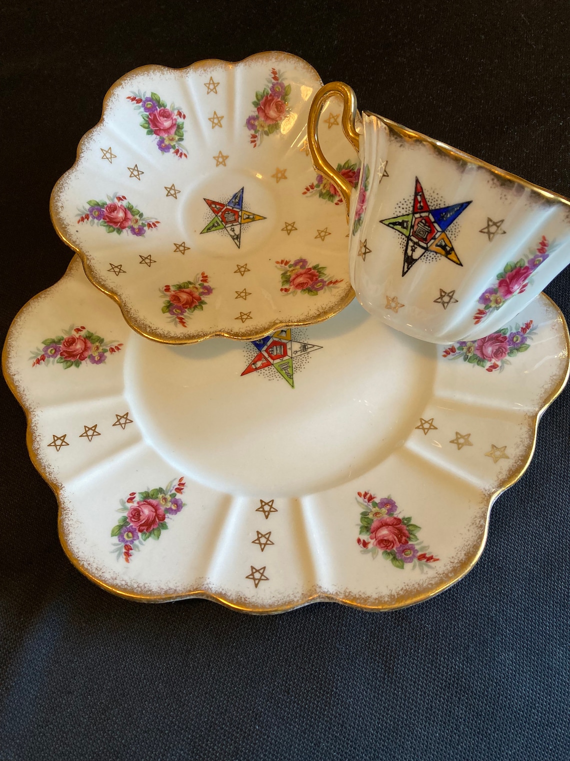 Royal Stuart Bone China Eastern Star Masonic 3 Piece Teacup Saucer ...