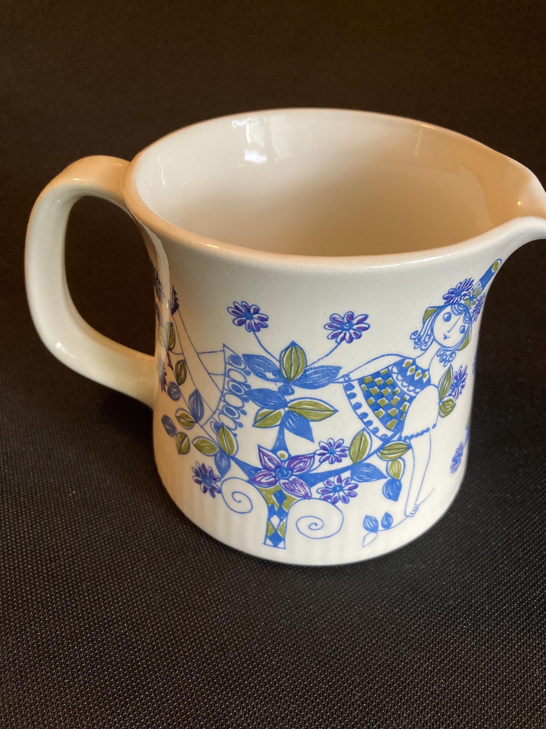 Figgjo Turi Lotte Norway Large Full Body Cream Milk Pitcher Blue C1970s ...