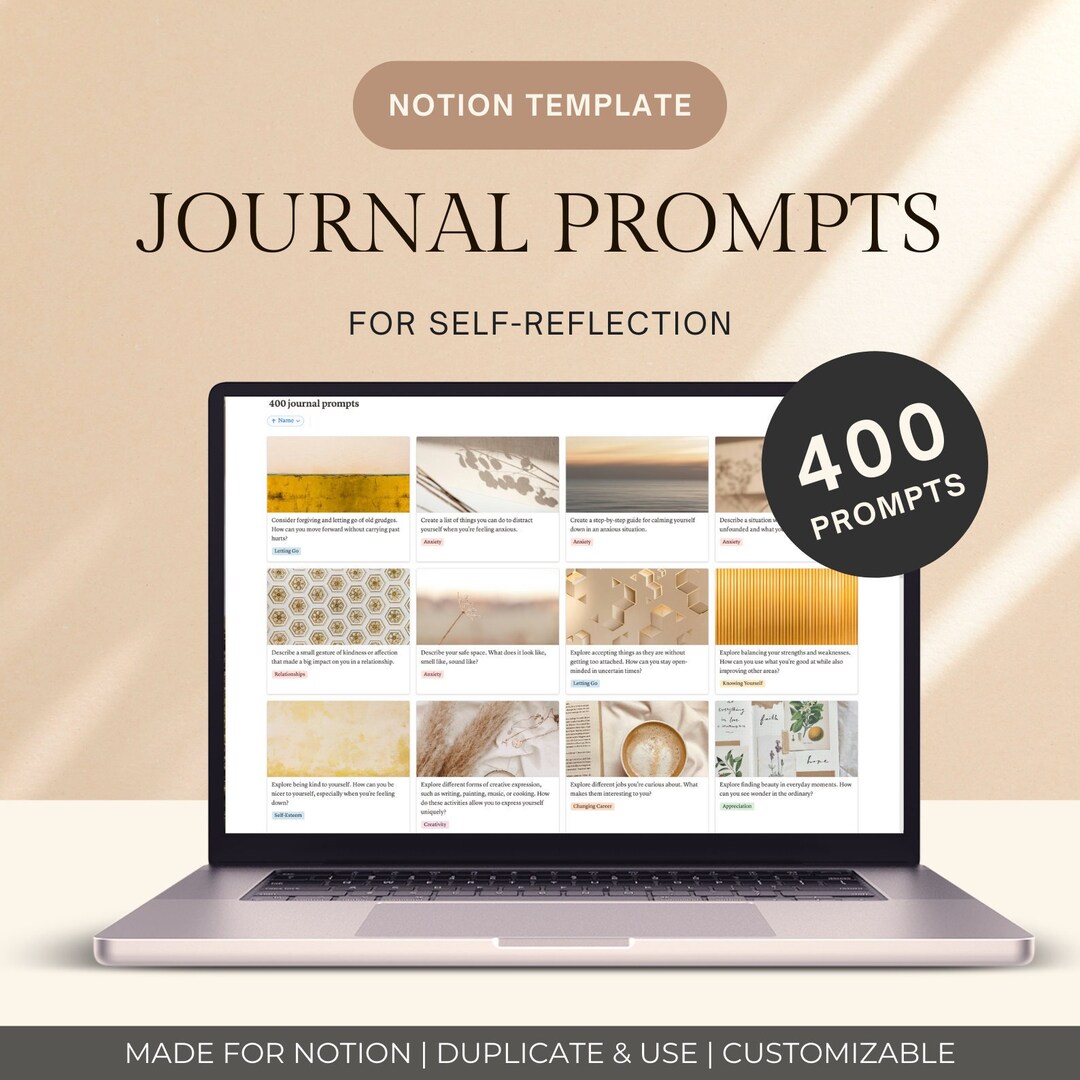 400 Journal Prompts, Digital Journal, Daily Journal, Notion Journal ...
