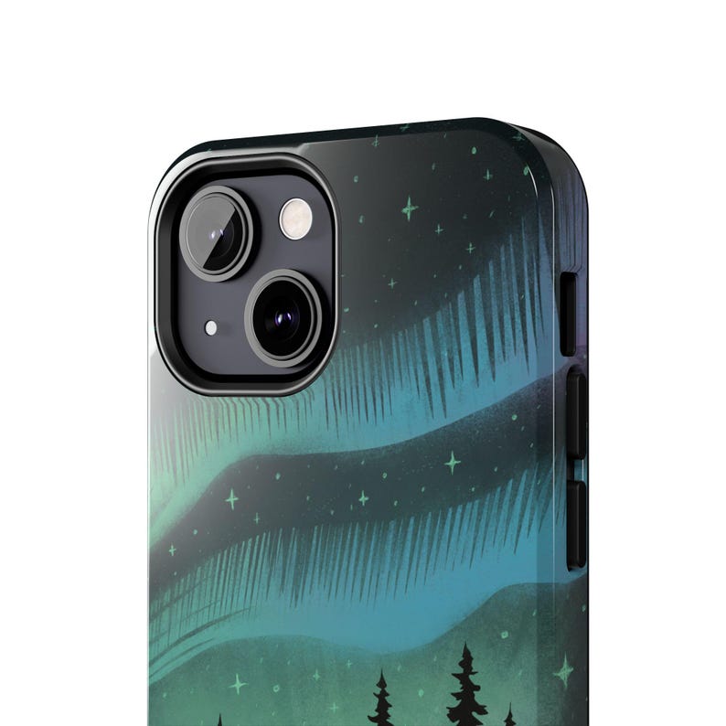 Northern Lights Pine Tree Phone Case: Tough, Mystical Nature Cover - Etsy