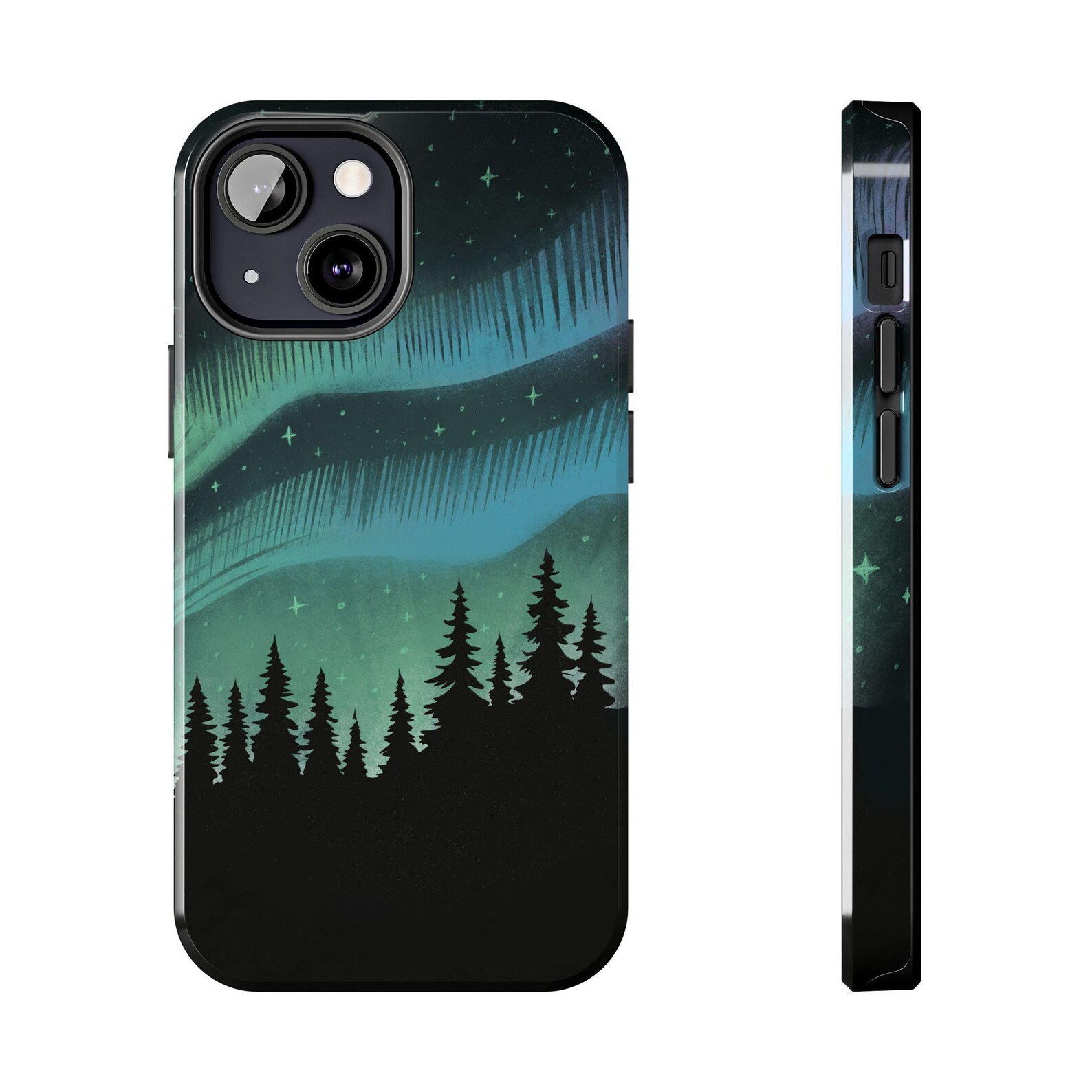 Northern Lights Pine Tree Phone Case: Tough, Mystical Nature Cover - Etsy