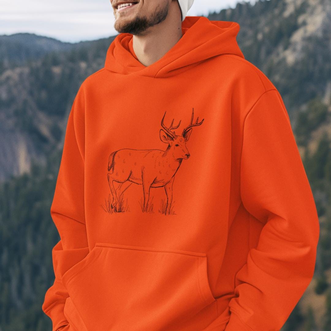 Whitetail Deer Hunter Orange Hoodie, Fall Hunting Sweatshirt, Outdoor ...