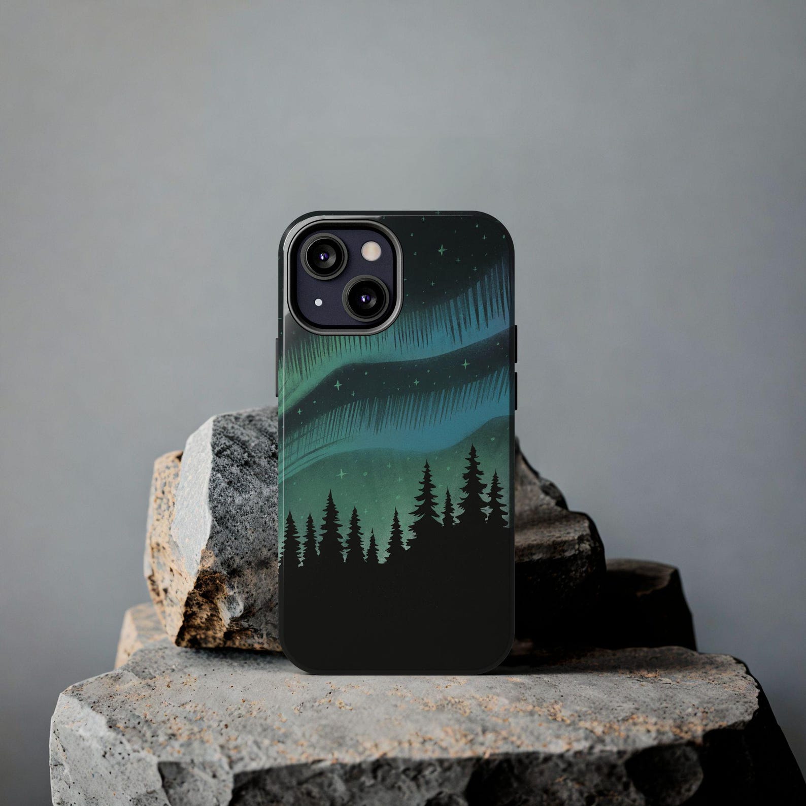 Northern Lights Pine Tree Phone Case: Tough, Mystical Nature Cover - Etsy