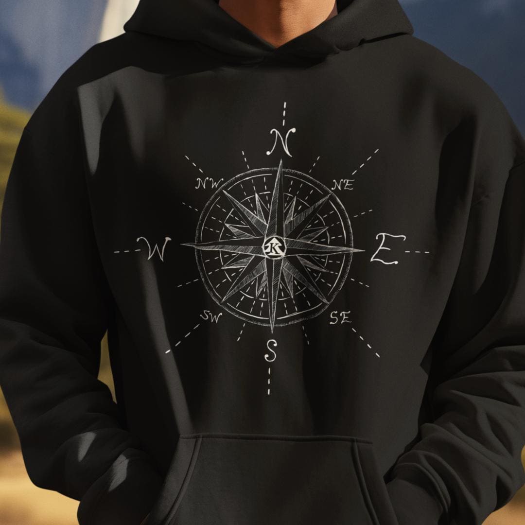 Compass Rose Hoodie, Travel & Adventure Sweatshirt, Nautical Hiking ...