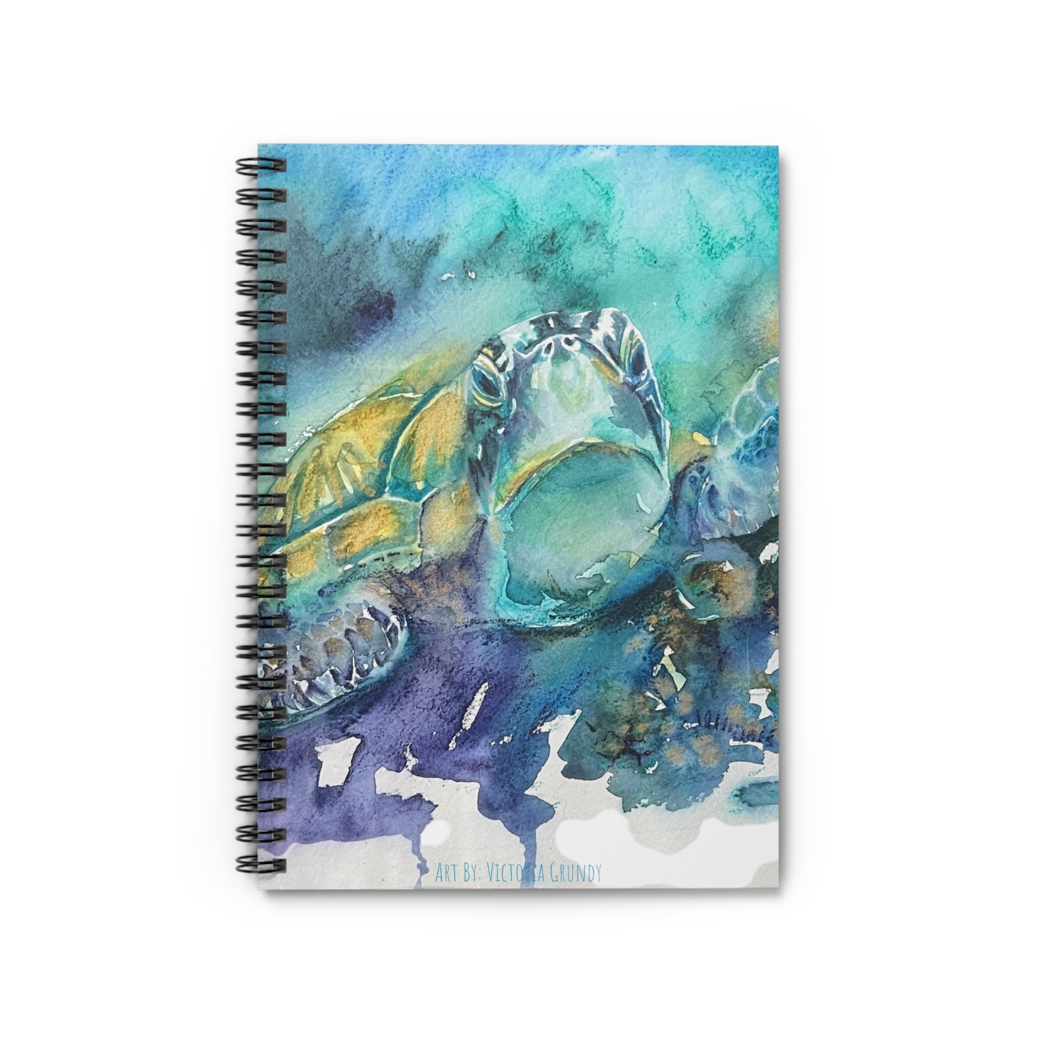 Spiral Notebook Ruled Line, Sea Turtle Art, Sea Turtle Notebook, Gift ...