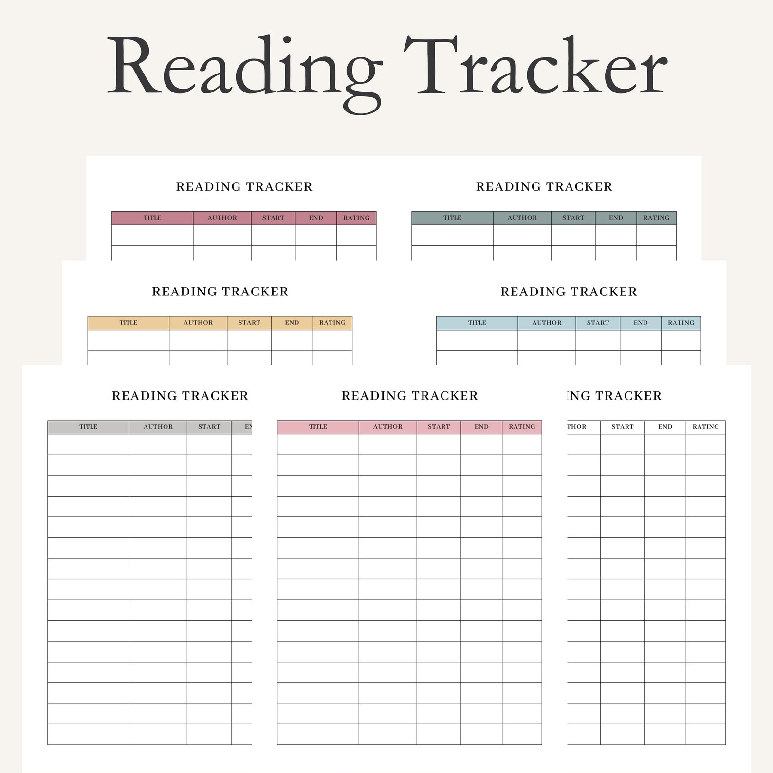 7 Printable Book Review Trackers Reading Log Digital Books to Read List ...