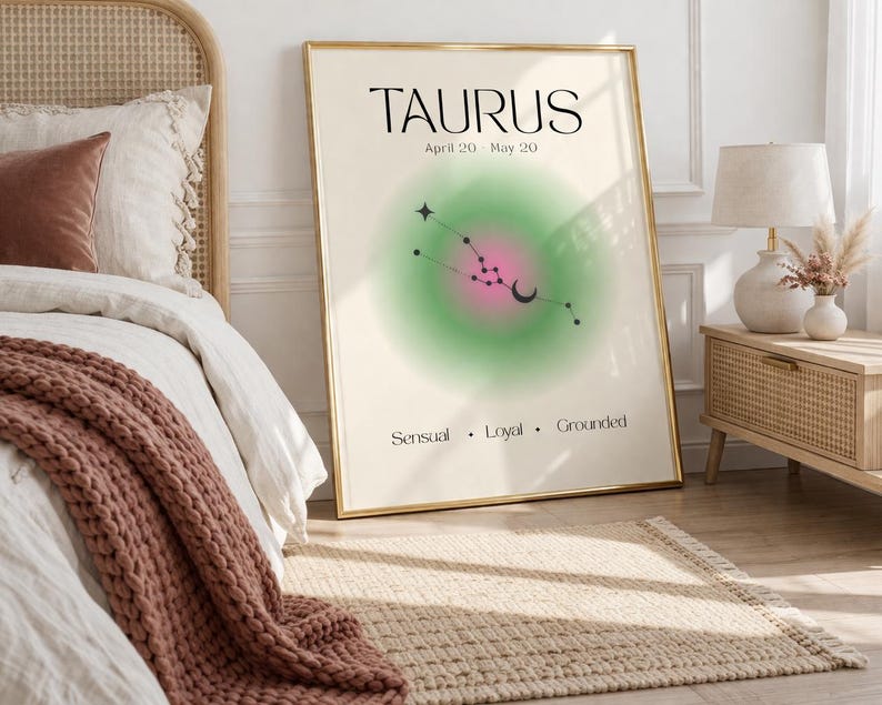 Taurus Star Sign Printable • Constellation Poster Zodiac • Minimalist ...