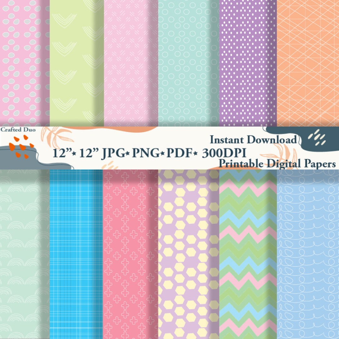 Pastel Colors Digital Paper Pack, Birthday Printable Background, Party ...