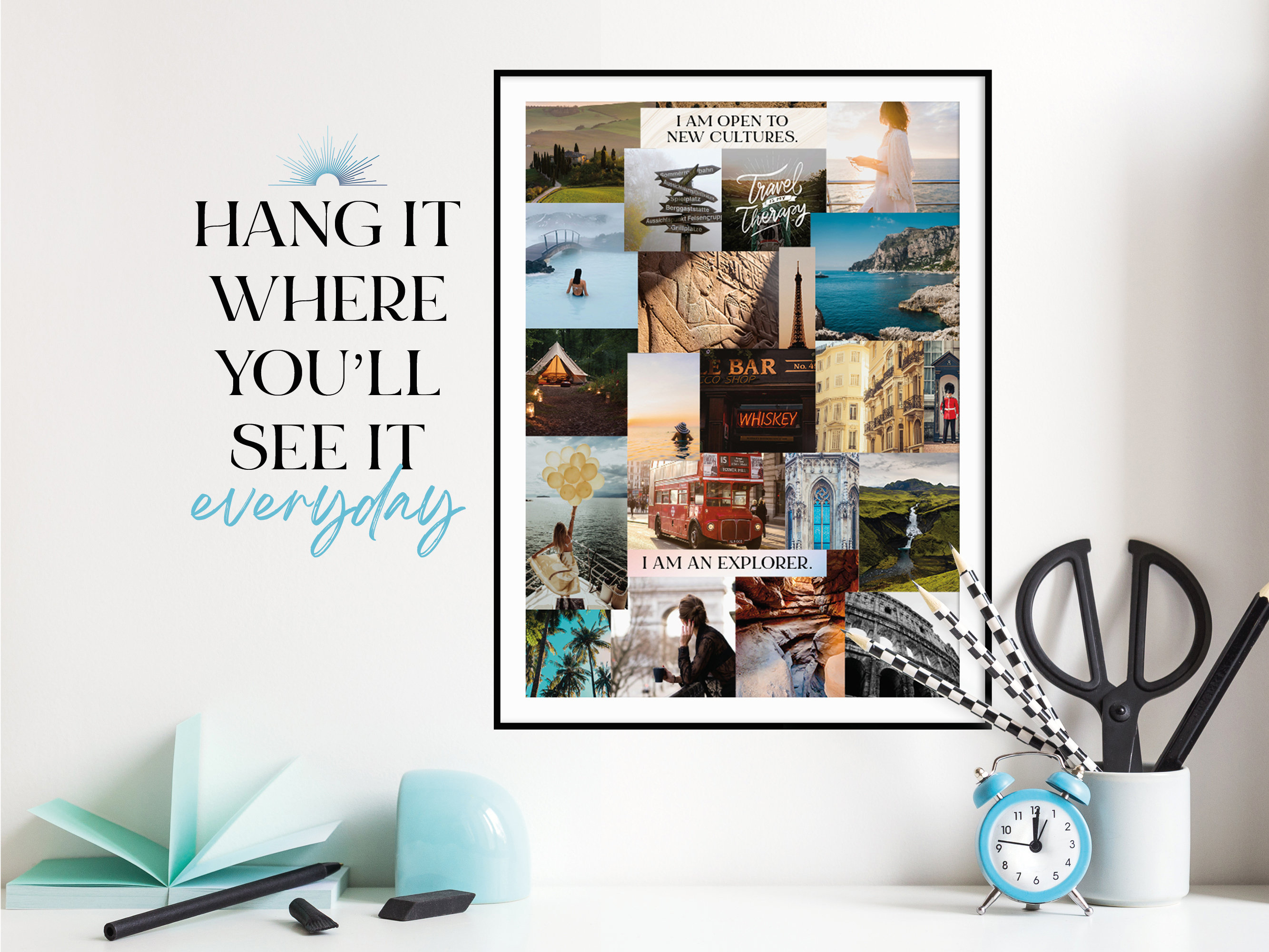Travel Printable Vision Board Images Digital Download Manifest ...