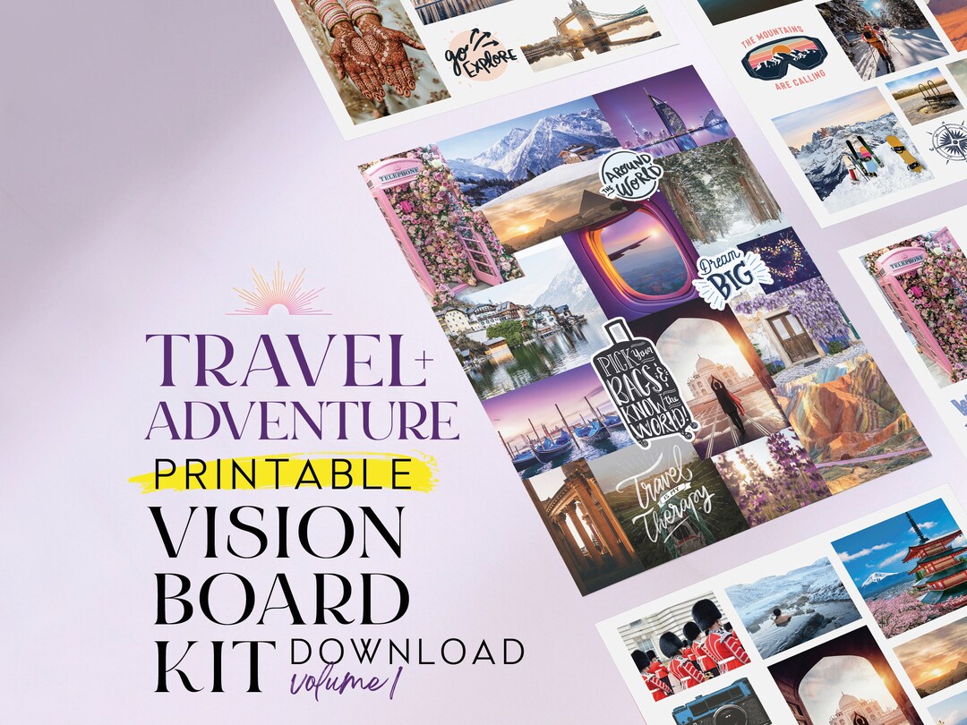 Travel Printable Vision Board Images Digital Download Manifest ...