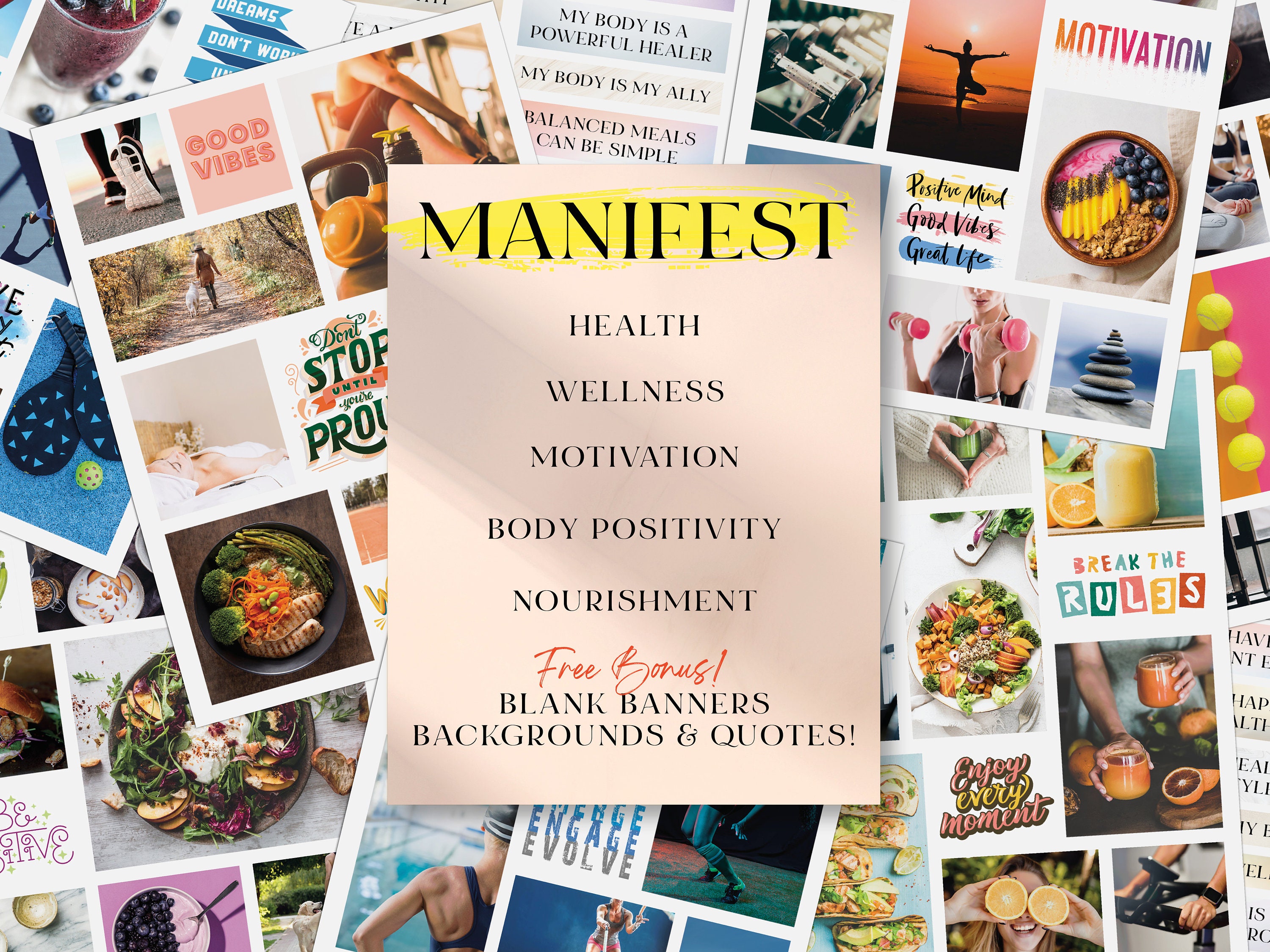 Wellness Printable Vision Board Images Digital Download Manifest ...