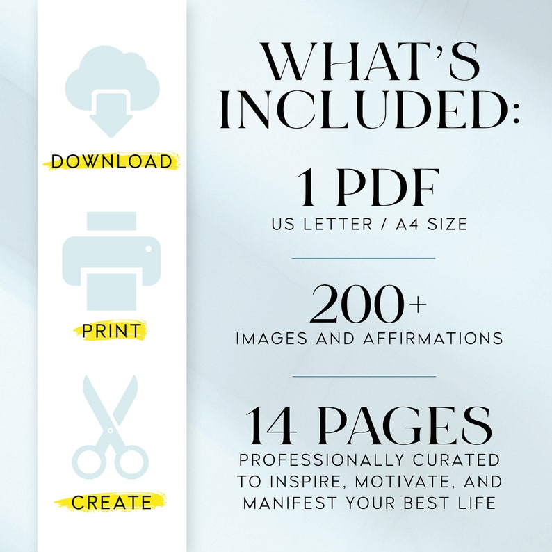 Printable Vision Board Kit Download: Dreams, Goals Hobbies Manifest ...