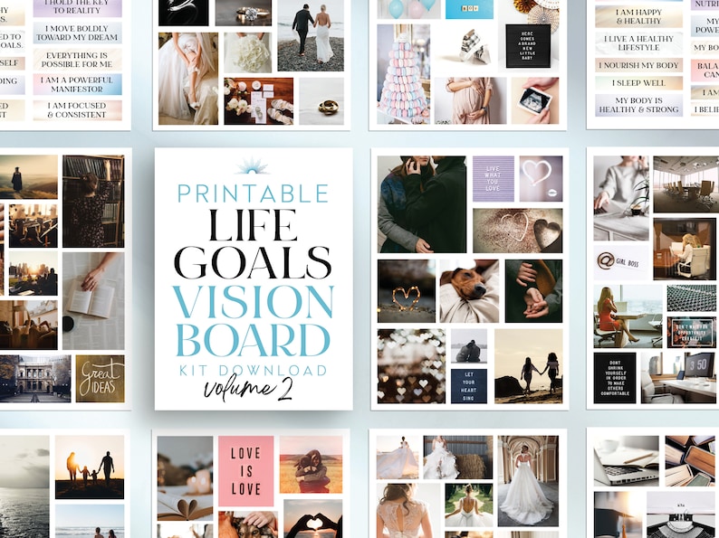 Life Goals Printable Vision Board Images Digital Download Manifest Your ...
