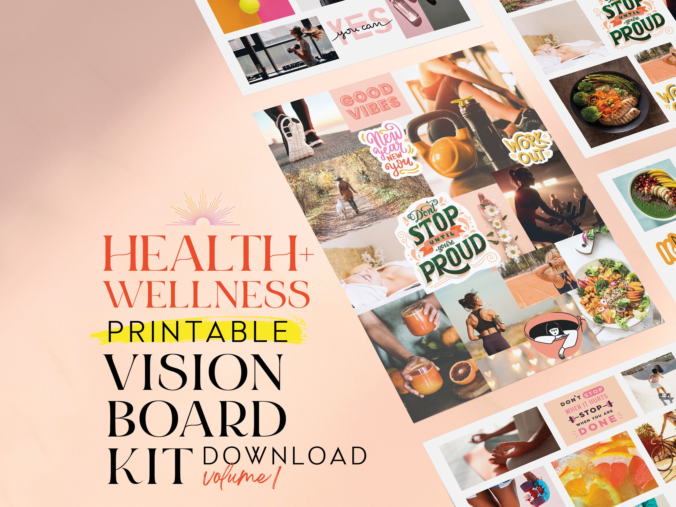 Wellness Printable Vision Board Images Digital Download Manifest ...