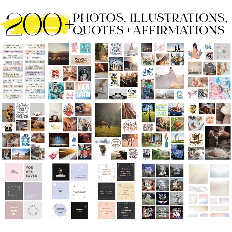 Printable Vision Board Kit Download: Dreams, Goals Hobbies Manifest ...